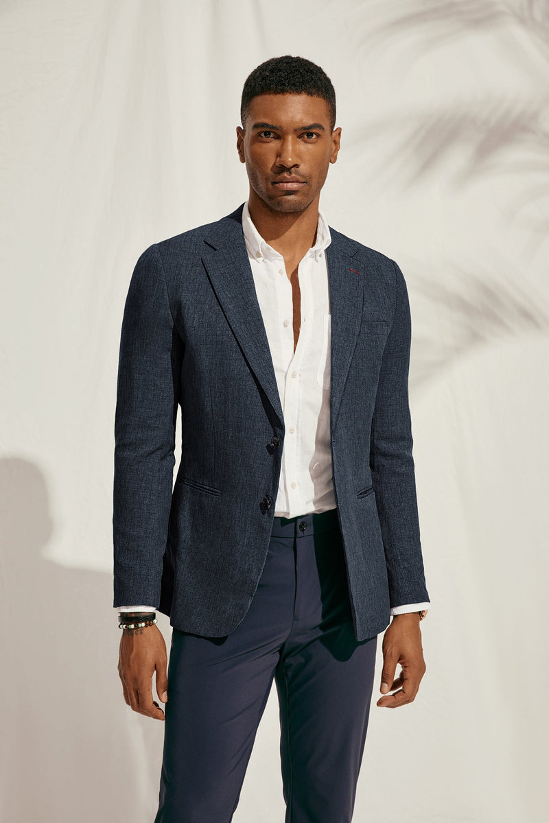 Men Notch Lapel Blazer Coat Casual Two Buttons Back Slit Suit Coats ...